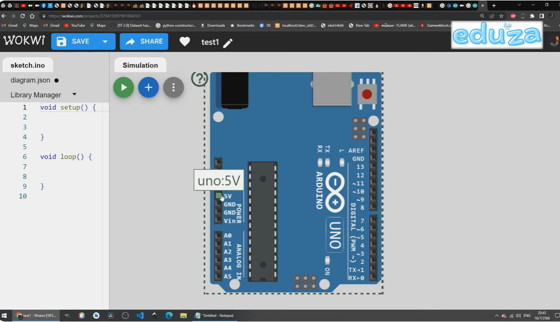 ฝึก Arduino โดยไม่มีบอร์ดด้วย Wokwi Ep1 Smartfarm Rmuti